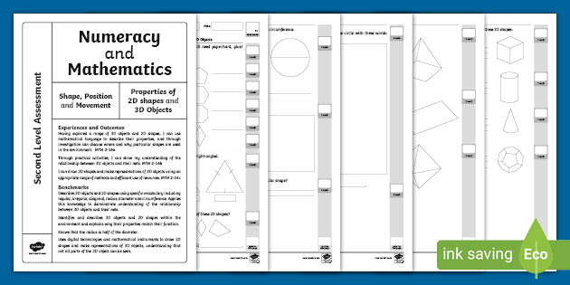 Second Level Numeracy and Mathematics Assessment - Properties of 2D and 3D