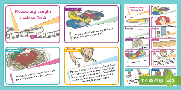 Measuring Length Maths Challenge Cards (teacher made)