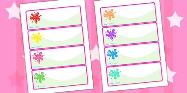 Splat Drawer Peg Name Labels (teacher made)