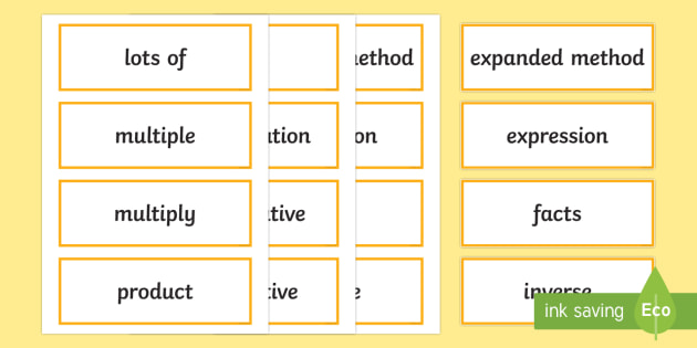 Year 4 2014 National Curriculum Maths Vocabulary Multiplication Division