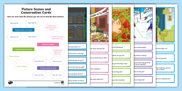 Picture Scenes and Conversation Cards (teacher made)