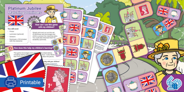 Platinum Jubilee Matching Dominoes - Queen Jubilee Games