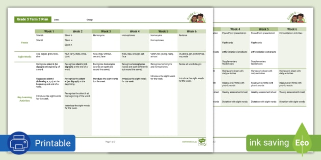 Grade 3 Phonics: Term 3: Term Plan (teacher made)