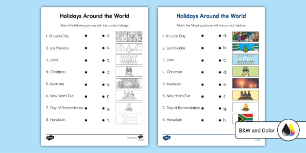 Holidays Around the World Matching Activity (Teacher-Made)
