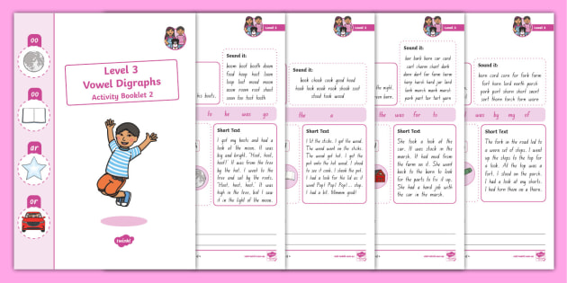 Level 3 Vowel Digraphs Activity Booklet 2 (Teacher-Made)