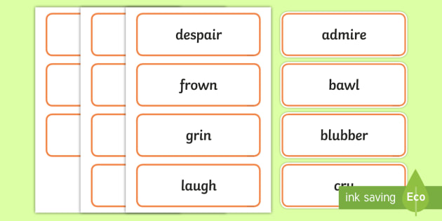Emotion Verbs Word Cards | Teaching Verbs | English