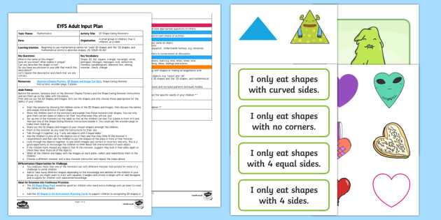 EYFS 2D Shape Eating Monsters Adult Input Plan and Resource Pack