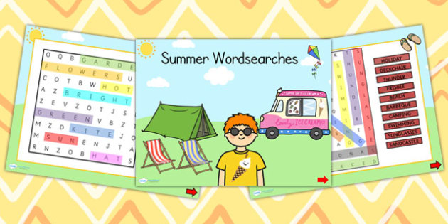 Summer Themed Differentiated Wordsearch PowerPoint - seasons