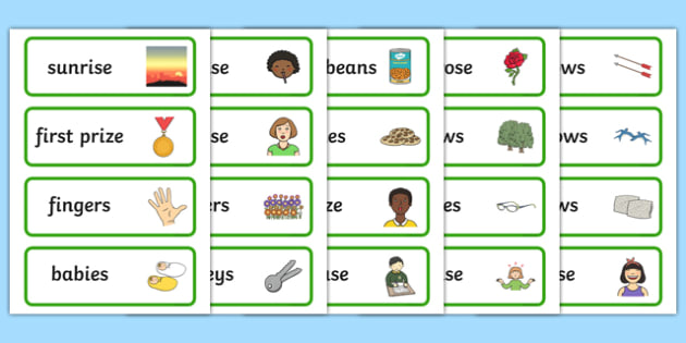 Two Syllable Final 'Z' Word Cards