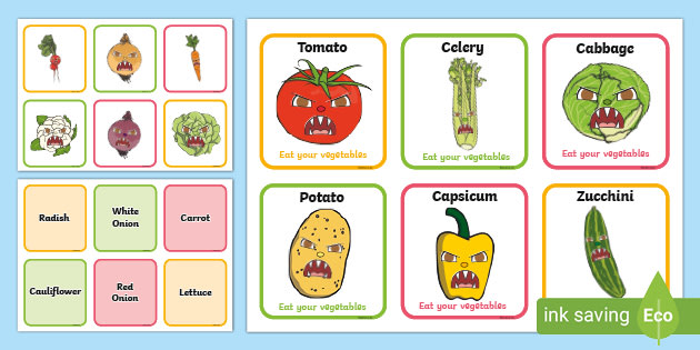 Angry Vegetable Cards - Matching Game - KS1 Activities