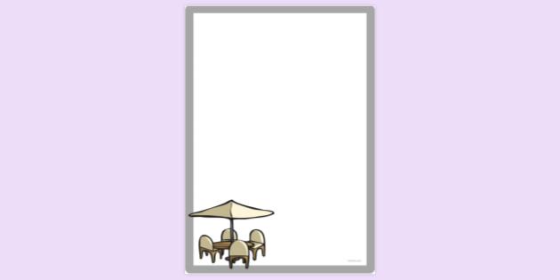 FREE! - Cafe Table and Chairs Page Border | Page Borders | Twinkl
