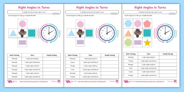 👉 Right Angles in Turns Maths Activity Sheet