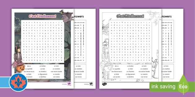 Halloween Word Search French (teacher made)