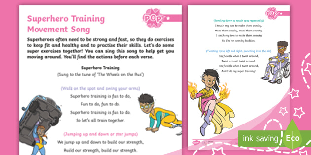 Superhero Training Movement Song (teacher made)