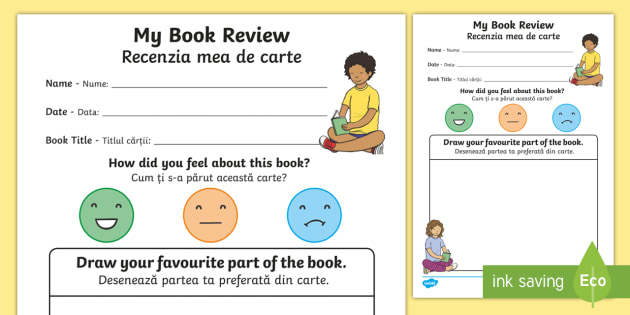 My Book Review Writing Worksheet / Worksheet English/Romanian - My Book