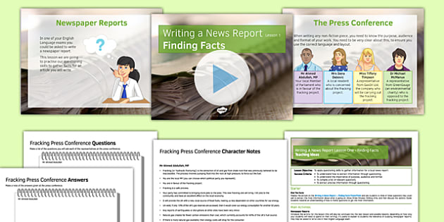 News Report Writing Lesson 1: Finding Facts (teacher made)