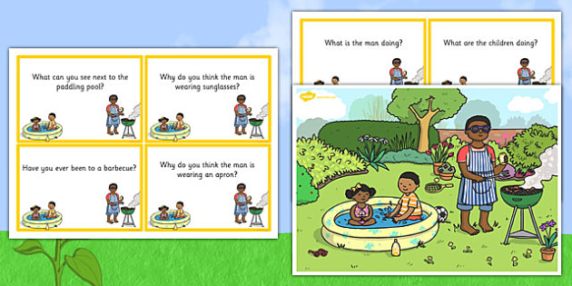 Summer Barbecue Scene and Question Cards (teacher made)