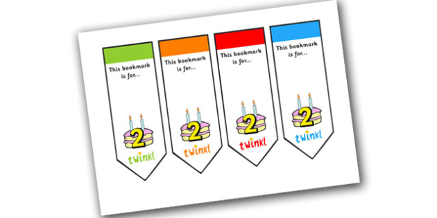 FREE! - 👉 Editable Birthday Bookmarks (Age 2)