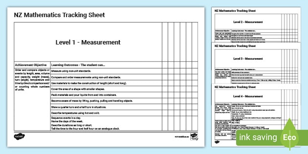 Measurement Tracking Sheets (teacher made)