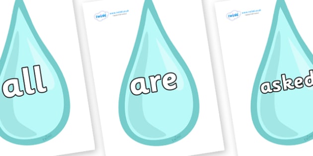 FREE! - Tricky Words on Water Droplets - Tricky words, DfES Letters and