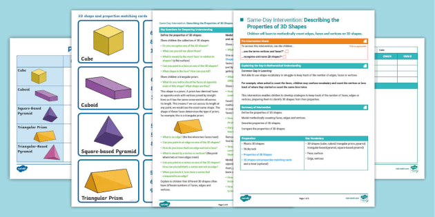 👉 Year 2 Maths Intervention: Properties of 3D Shapes