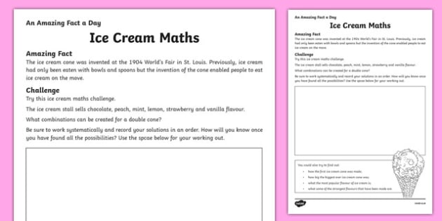 Ice Cream Maths Worksheet / Worksheet, worksheet