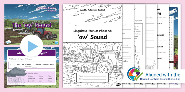 NI Linguistic Phonics Phase 4a 'ow' Sound Activities Pack