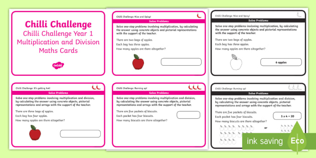 Chilli Challenge Year 1 Multiplication Maths Cards