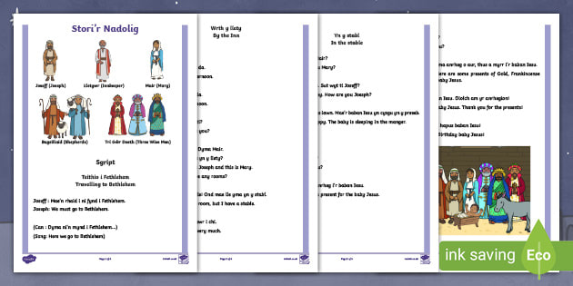 The Nativity Play Script Welsh/English (teacher made)