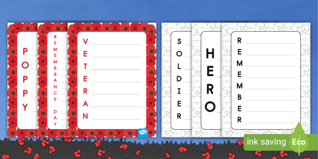 Canadian Remembrance Day Acrostic Poem (teacher made)