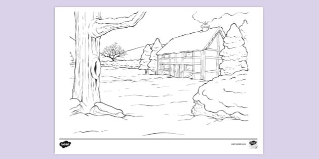 FREE! - Snowy Cross Road Colouring Sheet (teacher made)