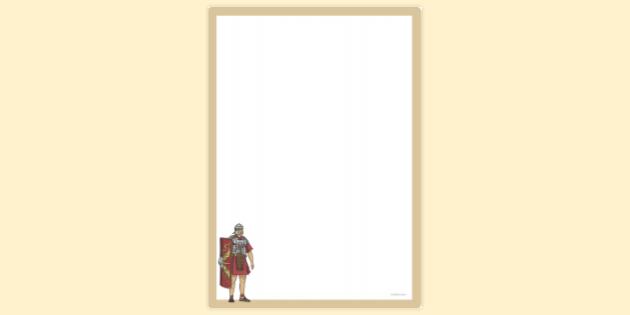 Simple Blank Roman Soldier In Full Armour Page Border | Twinkl