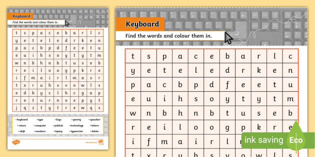 Keyboard and Typing Word Search | Typing & Keyboard Language