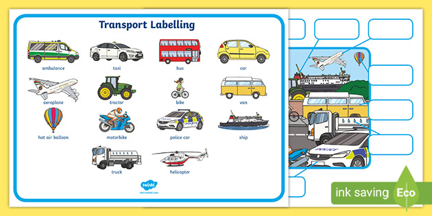 Transport Labelling Worksheet (teacher made)