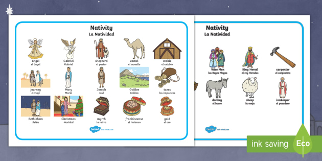 Nativity Word Mat English/Spanish - Nativity Word Bank - Nativity ...