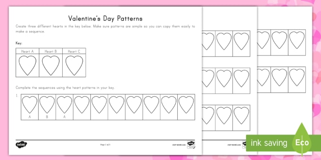 Valentine's Day Complete the Pattern Activity