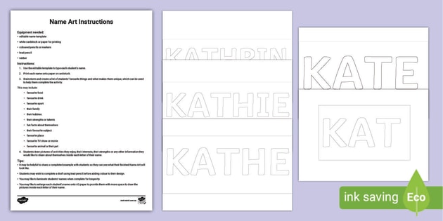 Name Art Activity - Years 3-4 - Back To School - Art