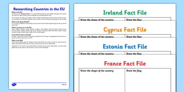 Countries in the EU Research Sheet (teacher made)