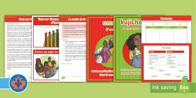 Kwanzaa Intermediate Activity Pack French (teacher made)