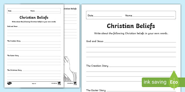 Christian Beliefs Differentiated Worksheets (teacher made)