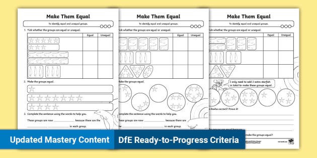 👉 Equal or Not Equal Worksheets PlanIt Maths