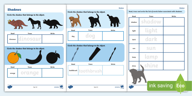 Shadows Worksheets