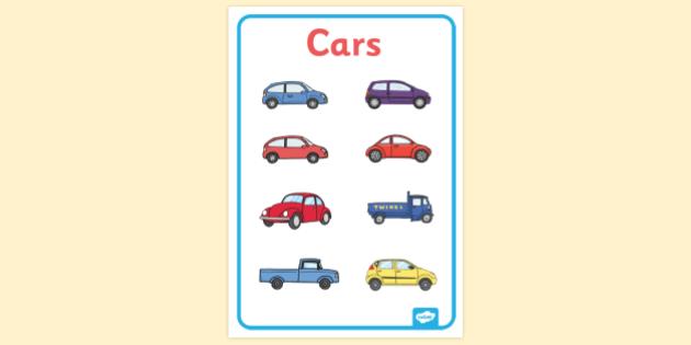FREE! - Car Poster for Kids | Colourful Display Poster | Twinkl