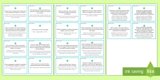 French Early Finishers Challenge Cards (teacher made)