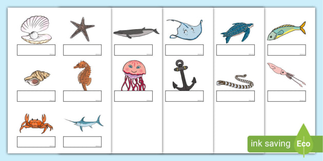 Under the Sea Self-Registration Labels (teacher made)