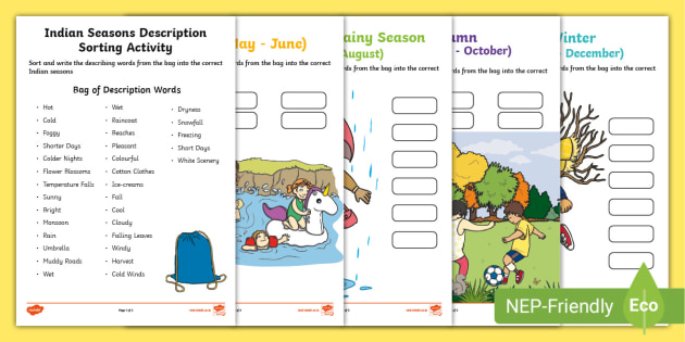 Indian Seasons Description Sorting Activity