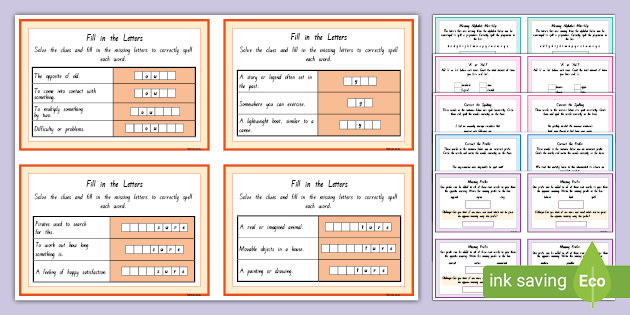 NZ English Challenge Cards –Years 7-8 – Spelling