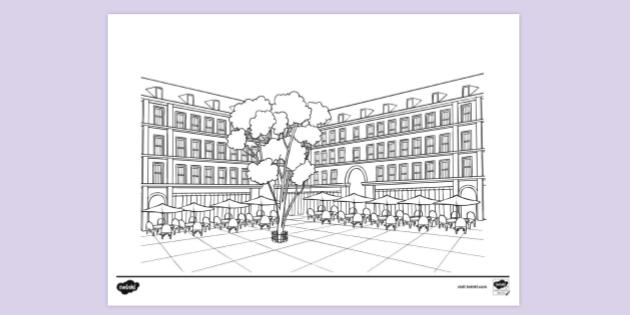 FREE! - Town Square Colouring | Colouring Sheets