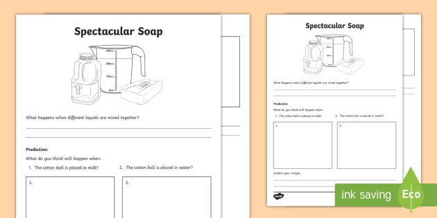 Spectacular Soap Experiment Worksheet (teacher made)