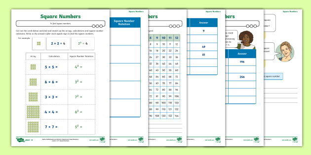 👉 Square Numbers Differentiated Maths Activity Sheets